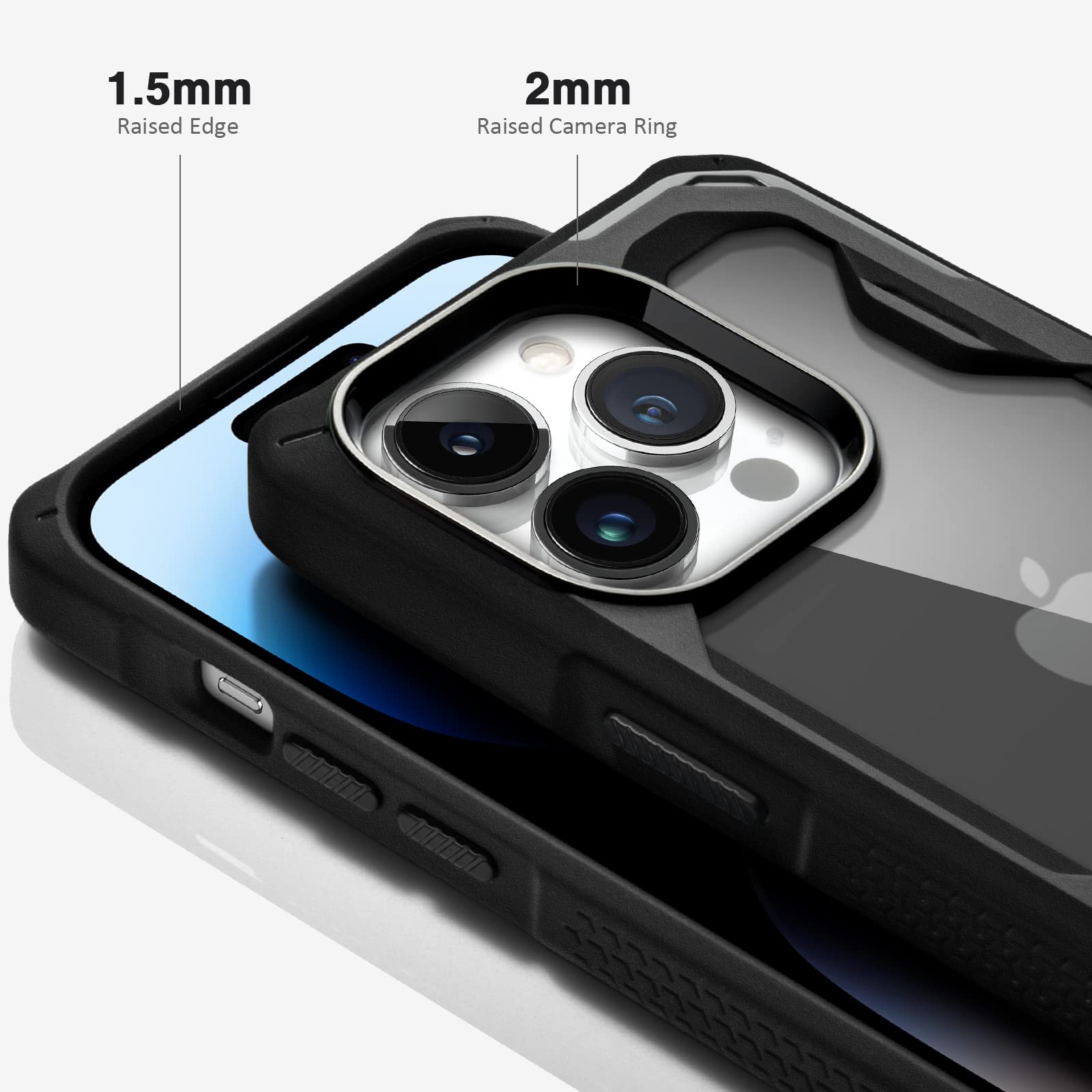 ULTIMAL Case Compatible with iPhone 14 Pro Max 6.7 Inch, Rugged Military Cover with Lightweight Sporty Design, Slim Shockproof Drop Protection Bumper Case for Men (Black/Black)