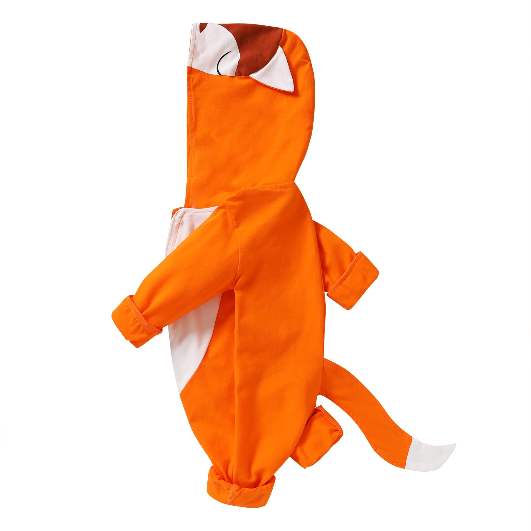 YOUNGER TREE Baby Boys Girls Cotton Rompers Long-Sleeve Jumpsuit Bodysuit Fall Winter Clothes for 0-24 Months Infant (9-12 Months, Orange Fox Romper)
