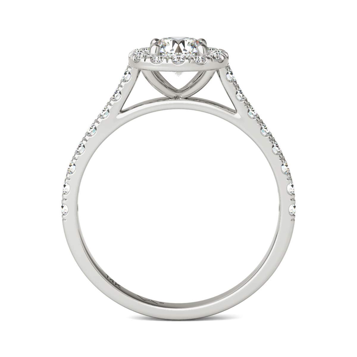 VAARYA 1.00 Ct. tw. EF/SI2-I1 AGS Certified 14K White Gold Natural Diamonds Halo Engagement Ring