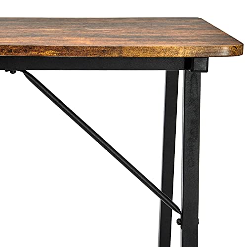 Writing Computer Desk Modern Simple Study Table Kids Desk Small Industrial Home Office Wood Work Desk with Metal Legs Tiny Desk for Bedroom, 39.4 x 18.9 x 29.1 inch Vintage Brown