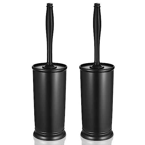 Toilet Bowl Brush Holder Set: 2 Pack Modern Deep Cleaning Bathroom Toilet Scrubber with Caddy for Rv - Rim Decorative Accessories Cleaner Brushes for Toilet - Black