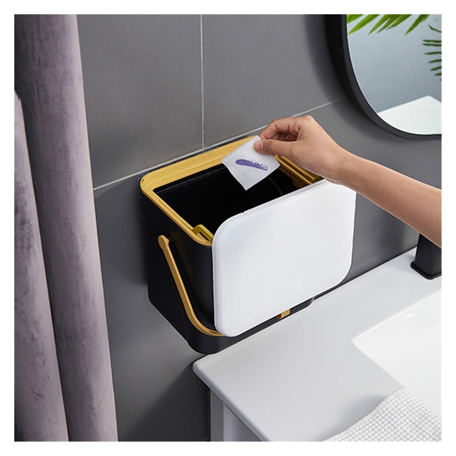 ZICANA Wall Mounted Trash Can Kitchen Waste Bin Kitchen Cabinet Door Hanging Trash Bins Recycle Rubbish Bin for Kitchen Home Dustbin Kitchen Trash cans (Color : White 7L)