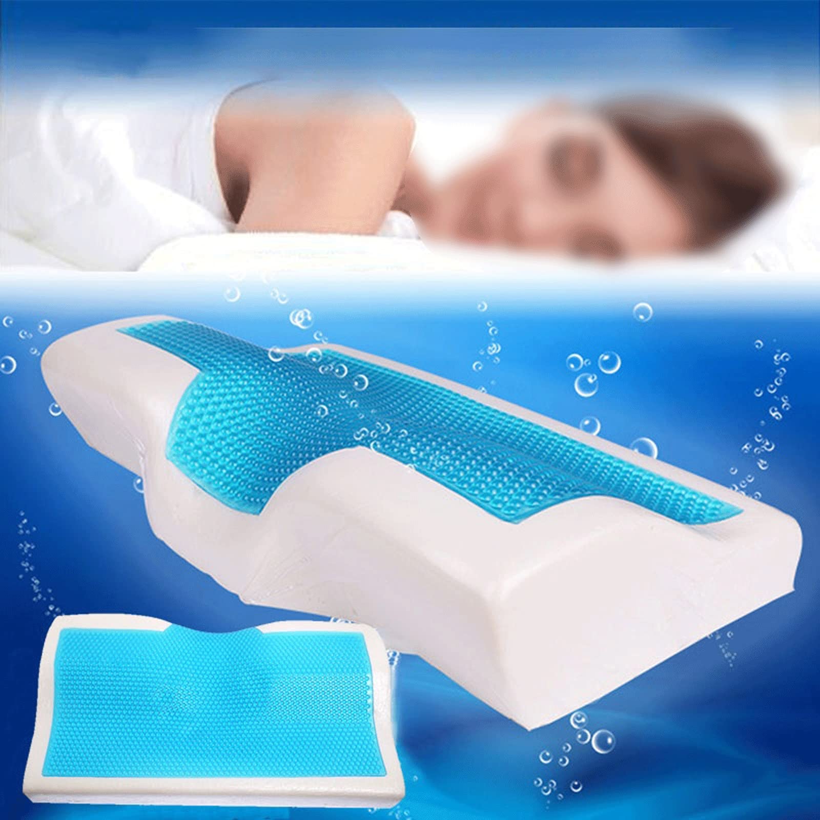 ZIFARM Bed Pillows, Memory Foam Pillow Neck Gel Slow Rebound Cervical Cushion Stop Snoring Neck Shoulder Relaxation Deep Sleep Bedding