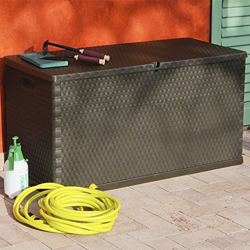 Unfade Memory Outdoor Storage Trunk Garden Storage Box Waterproof Large Deck Boxes for Patio Cushions and Gardening Tools 47.2"x22"x24.8" (Brown)