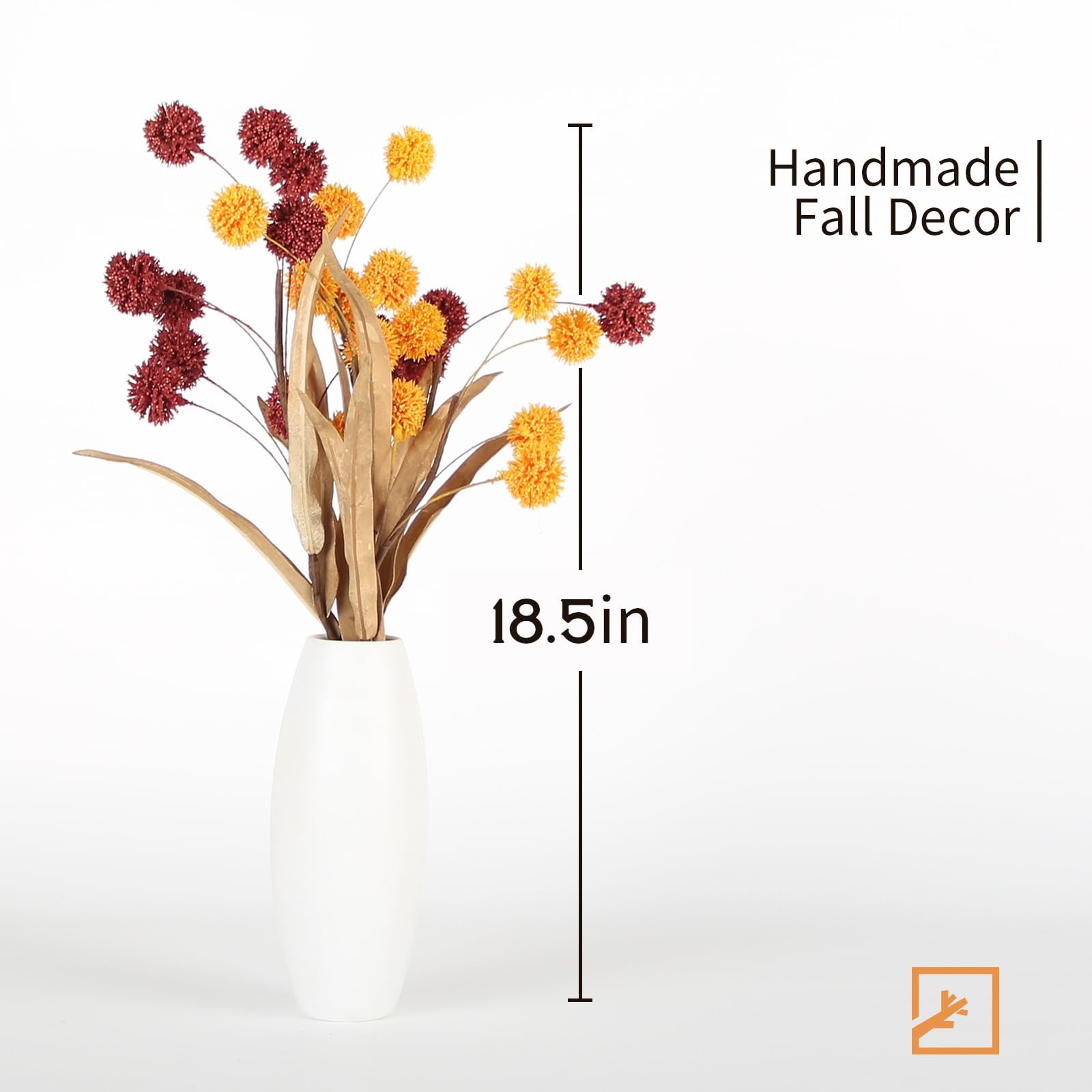 ZIFTY Thanksgiving Decor Artificial Flower Handmade 2Pcs Artificial Stems 18.5" Tall Thistle Globe Echinops Bouquet Fake Branches for Vase Bouquets Christmas Farmhouse Home Decor