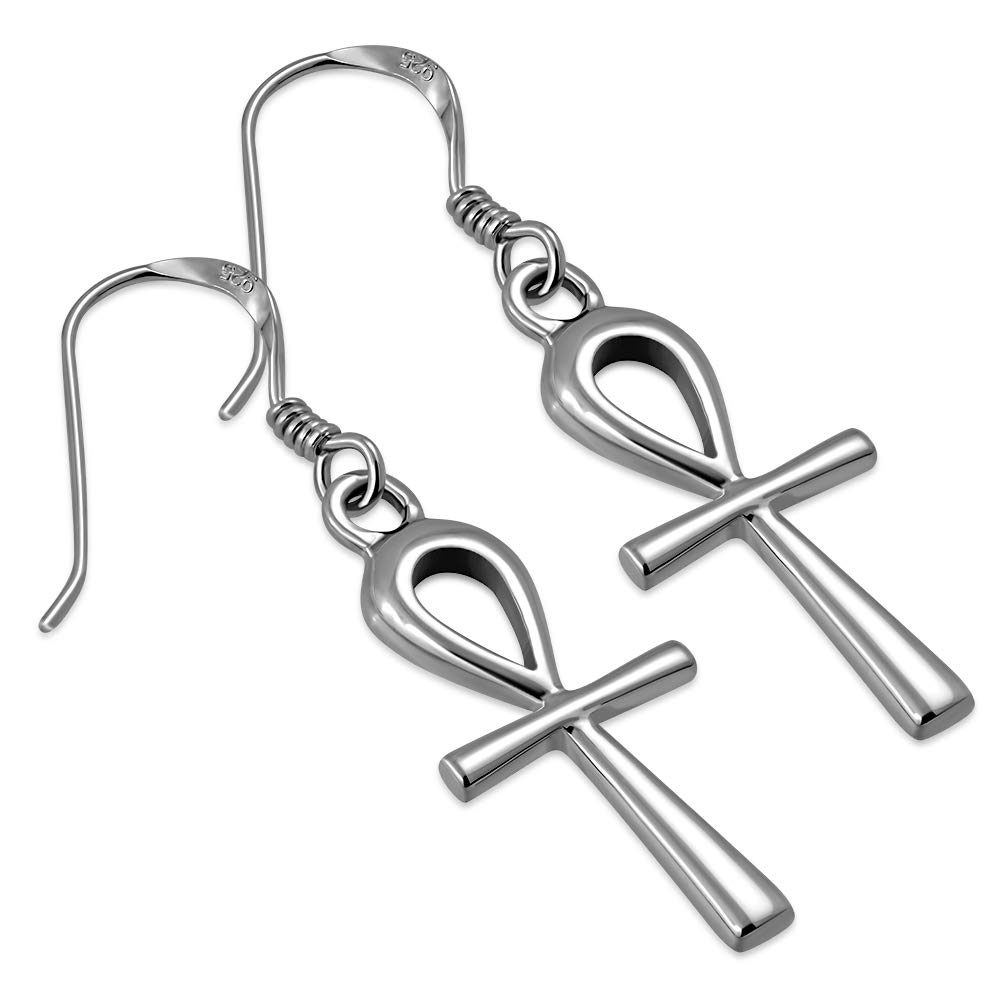 Womens Girls Ankh Key of Life Drop Dangle Earrings 925 Sterling Silver