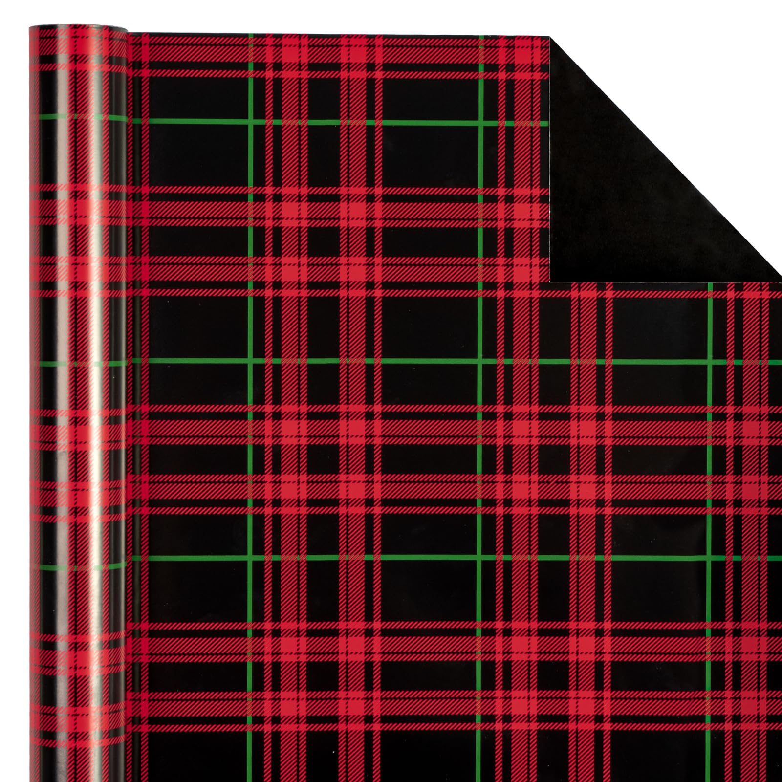 WRAPAHOLIC Reversible Christmas Wrapping Paper - Mini Roll - 17 Inch X 33 Feet - Merry Christmas Lettering and Solid Red Design for Chrsitmas, Holiday, Party Celebration