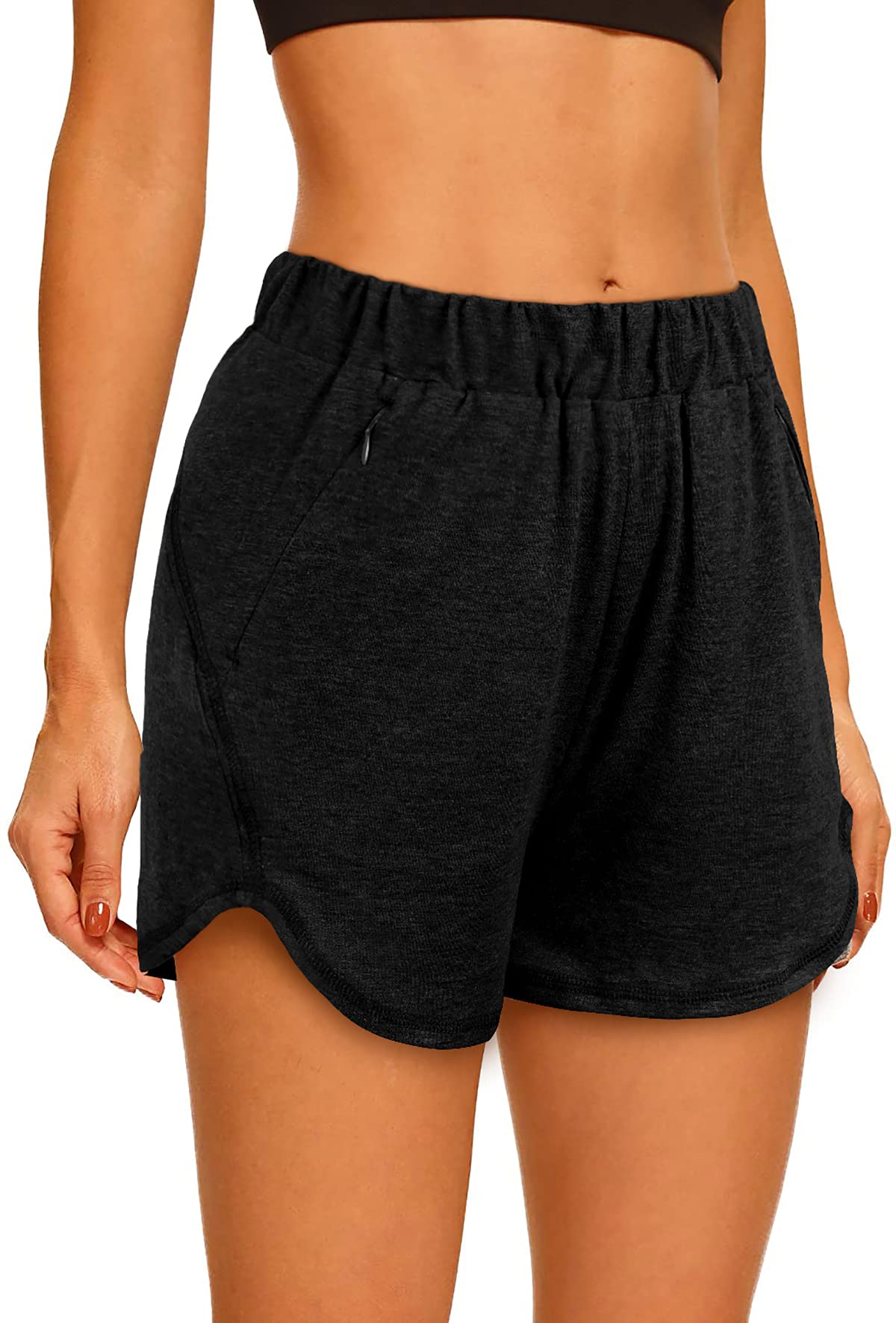 XIEERDUO Womens Shorts Workout Athletic Shorts for Summer Casual Elastic Waist Black XL