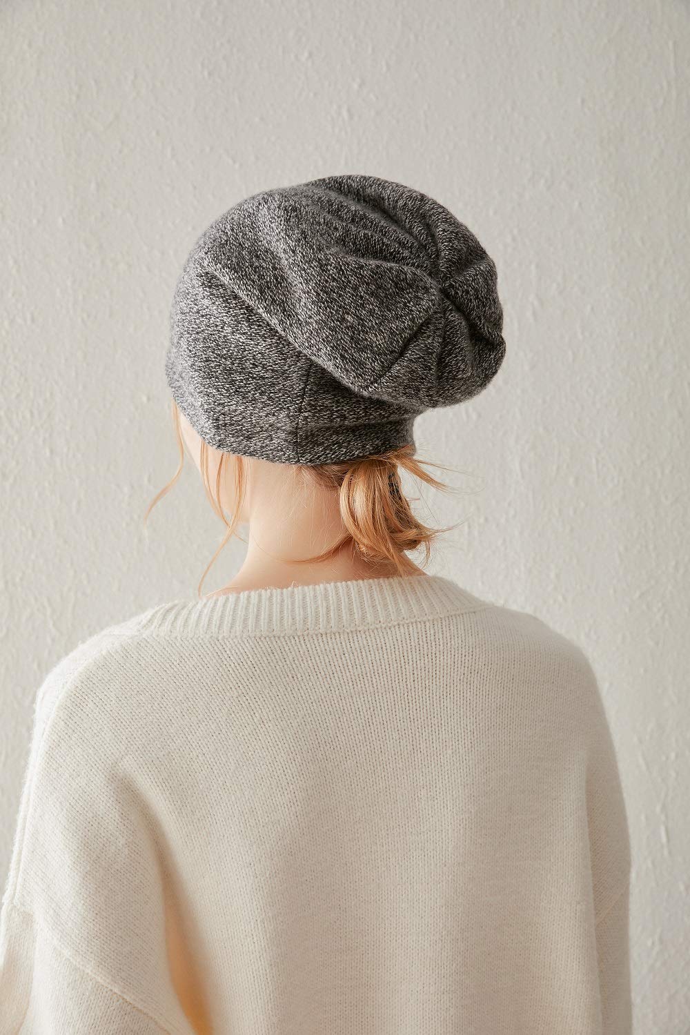 WaySoft Aspen 100% Pure Cashmere Ski Snow Winter Beanie Double Layer Knit Beanie for Women (Black)