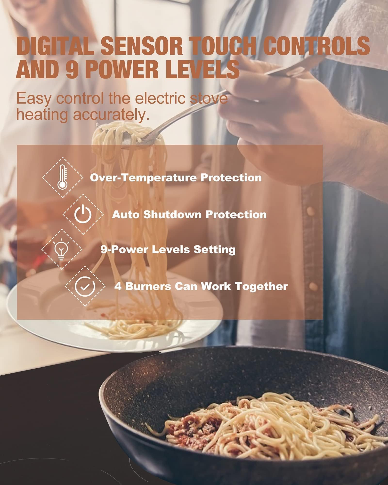 Weceleh Induction Cooktop 30 Inch with 4 Burner, Built-in Induction Stove Top 220-240V, Electric Stove Top with Boost Function, Timer & Kid Safety Lock, 9 Power Levels,7000W,(NO PLUG)