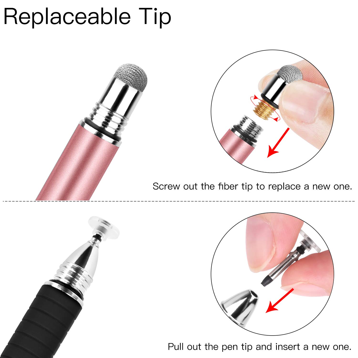 Waysse 3 Stylus Pens for Touch Screens, Capacitive Pen High Sensitivity & Fine Point, Universal Stylus with Clear Disc for iPhone X/8/8plus iPad/iPad Pro/iPad Mini and All Capacitive Touch Screens