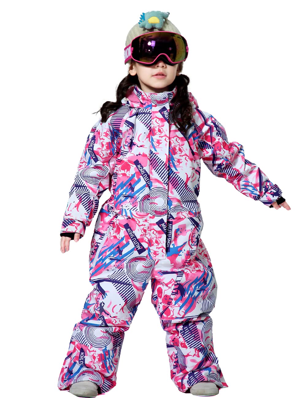 YEEFINE Girl's Snowsuit One Piece Ski Suits Jackets Waterproof Winter Warm Jumpsuits Snowboard Coats for Kids