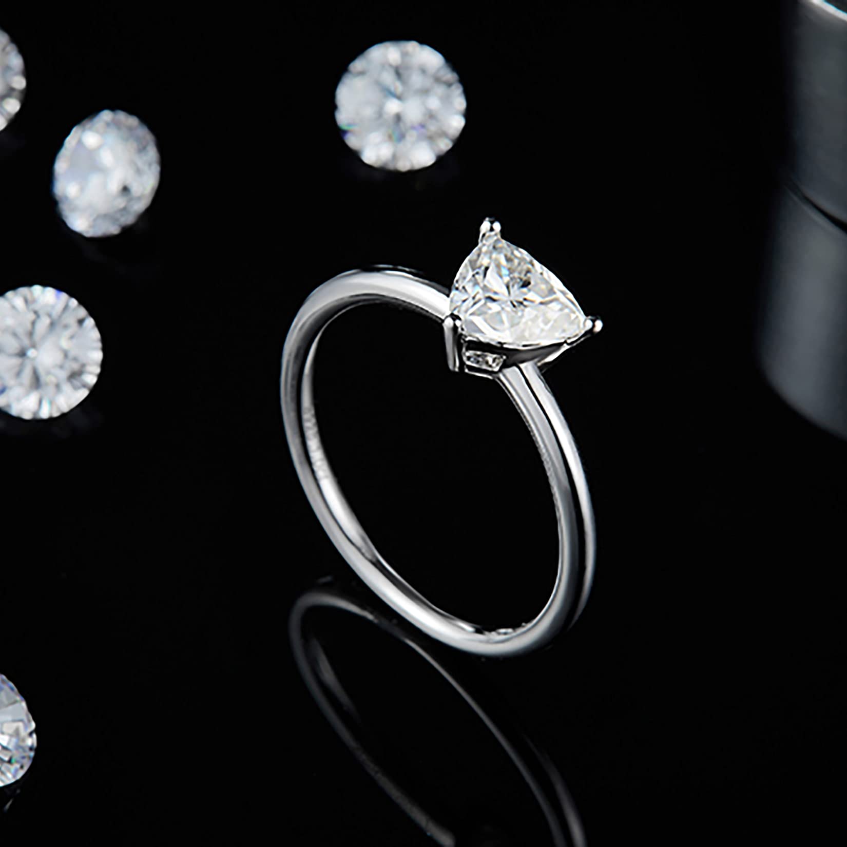 VIKI LYNN 1ct Moissanite Ring Triangle-cut Sterling Silver Wedding Engagement Anniversary Thin Band Ring for Women