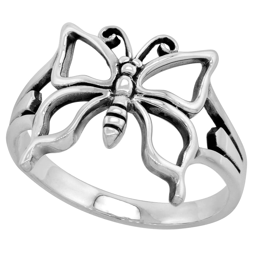 Sterling Silver Butterfly Ring for Women 5/8 inch size 10