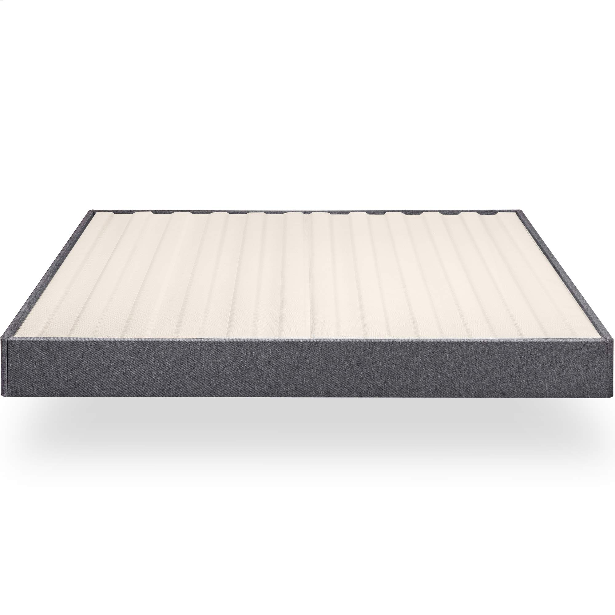 ZINUS Upholstered Metal Box Spring / 7.5 Inch Mattress Foundation / Easy Assembly / Fabric Paneled Design, King & Compack Metal Bed Frame / 7 Inch Support Bed Frame, Black, King
