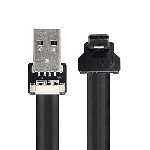 xiwai 0.5M Up Down Angled USB 2.0 Type-A Male to USB-C Type-C Male Data Flat Slim FPC Cable for FPV & Disk & Phone