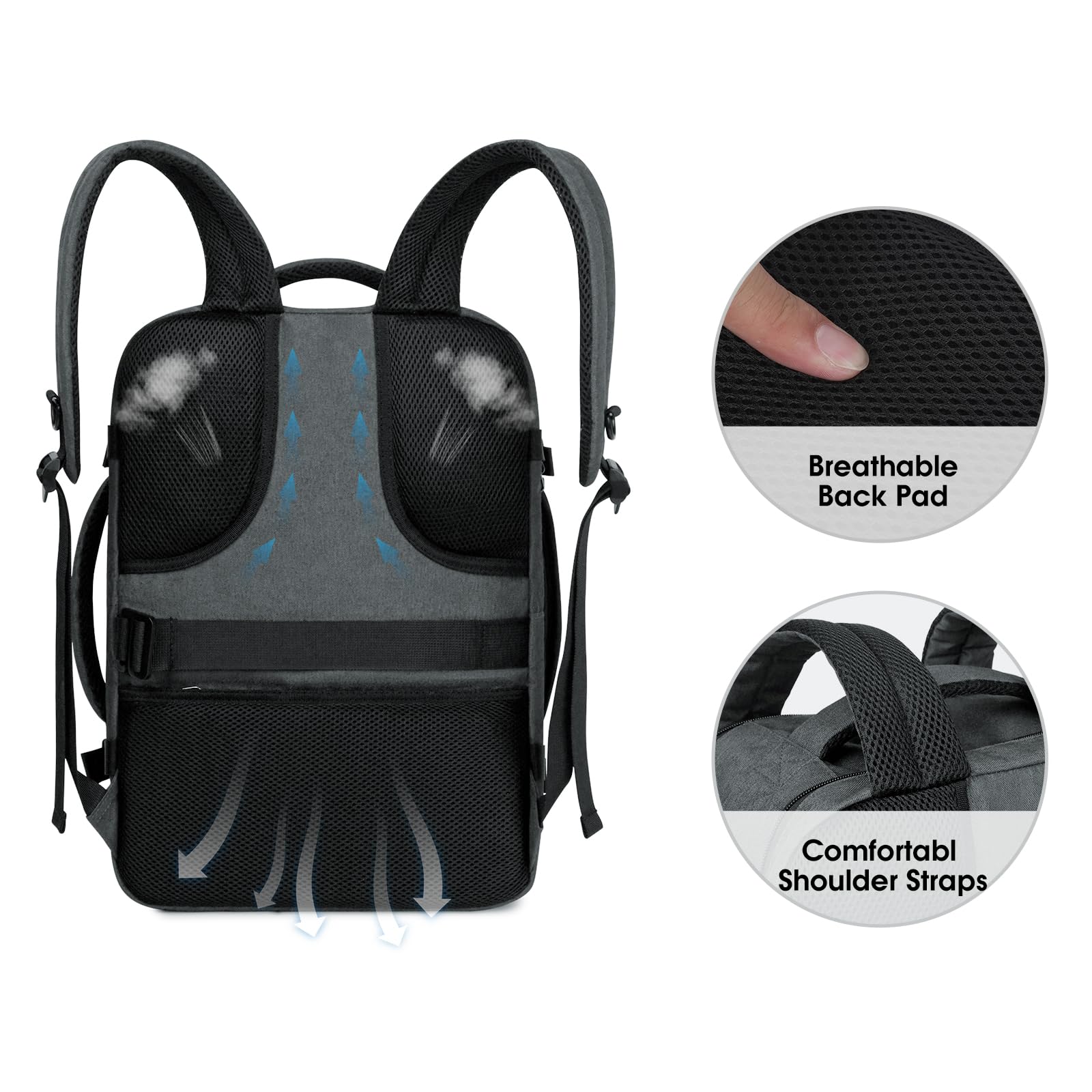 WANDF Travel Backpack For Spirit Airlines Personal Item Bag 18x14x8 with Wet Pocket, 17 Inch Laptop Backpack for Men Women(Grey)