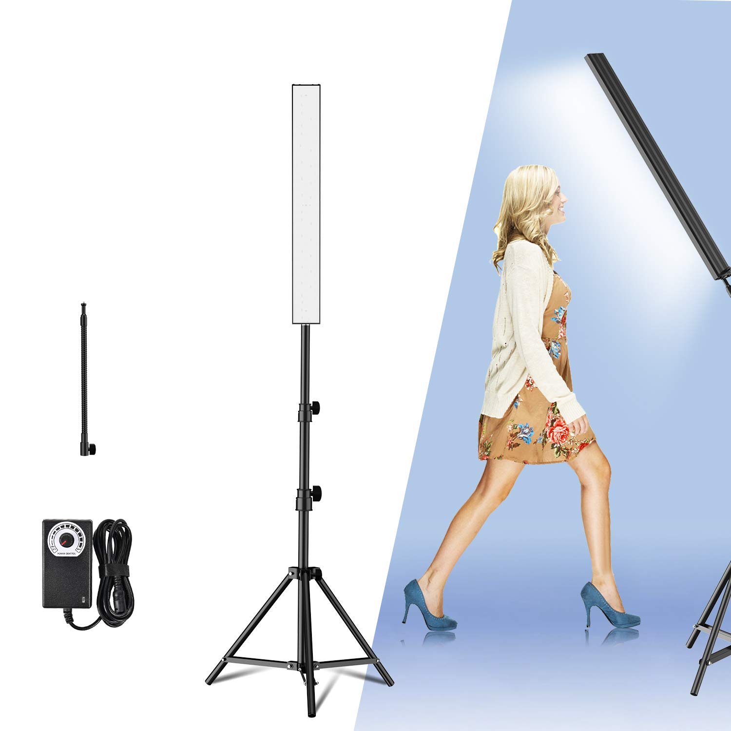 Yesker LED Video Lighting Adjustable Photography Studio Light Kit Dimmable Color 5500K Brightness with Tripod Stand for Camera Video YouTube Product Portrait Live Stream Shooting (1 Packs Only)…