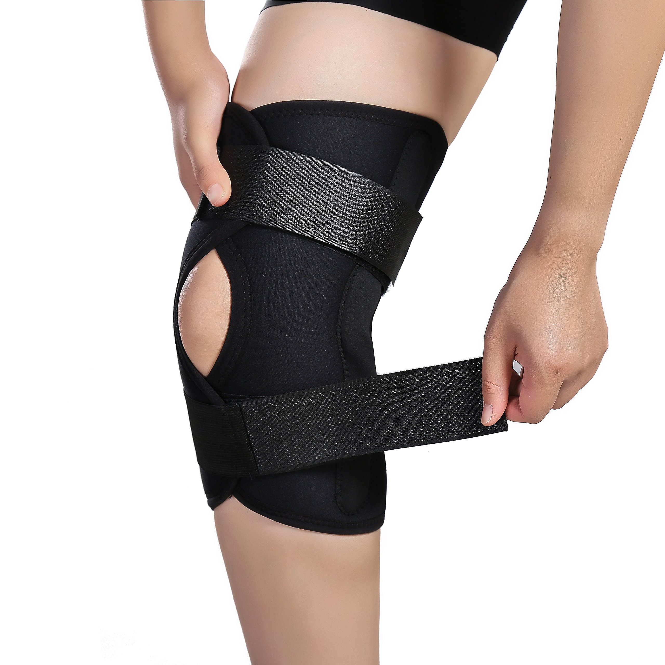 Xinzhilin Hinged Knee Brace Adjustable and Smart Support for Knee, ACL, Patella Tendon & Meniscus Injuries - Athletic Compression Brace for Running & Arthritic Joint Support. (Medium)