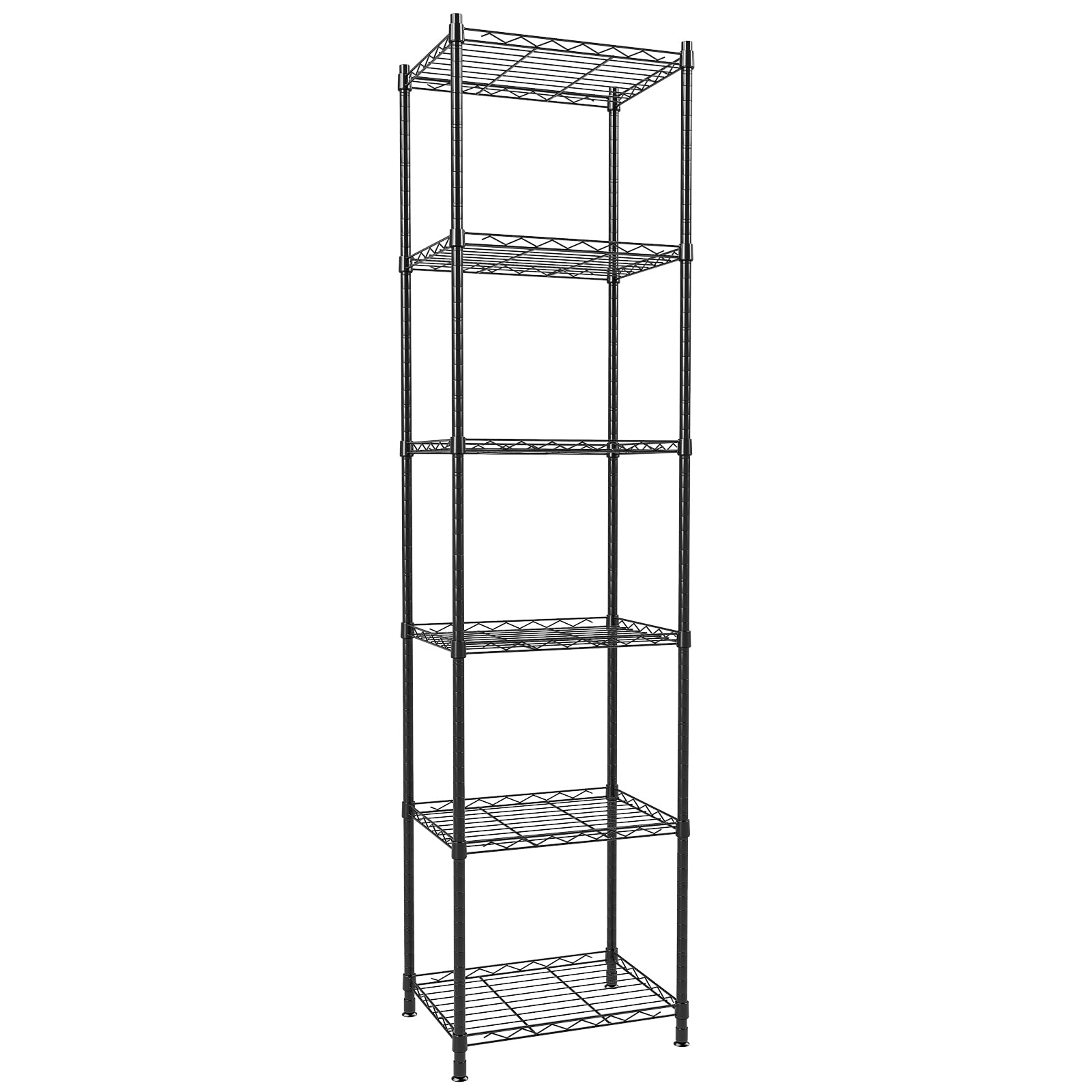 ZHAZHADI 6 Tier Adjustable Spacing Storage Shelf Metal Storage Rack Wire Shelving Unit Storage Shelves Metal 792Lbs Capacity 17" L x 13" W x 70" H for Pantry Closet Kitchen Laundry Black