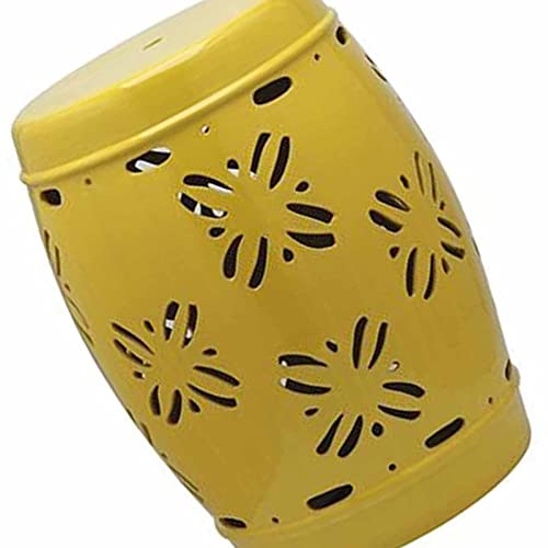 XARONF Butterfly Color Glaze Hollow Ceramic Drum Stool, Garden Round Stool, Porcelain Stool for Shoe Changing Stool, Dressing Chair and Bathroom Stool. (Color : Blue)