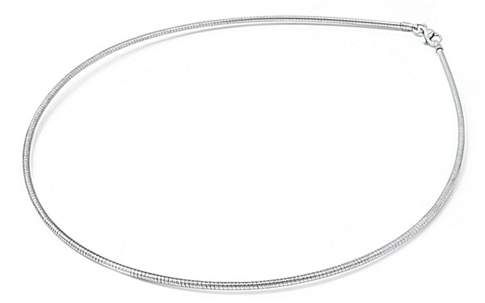 Sterling Silver Round Omega Snake Chain 1.3mm Solid 925 Italy Wire Necklace 16"