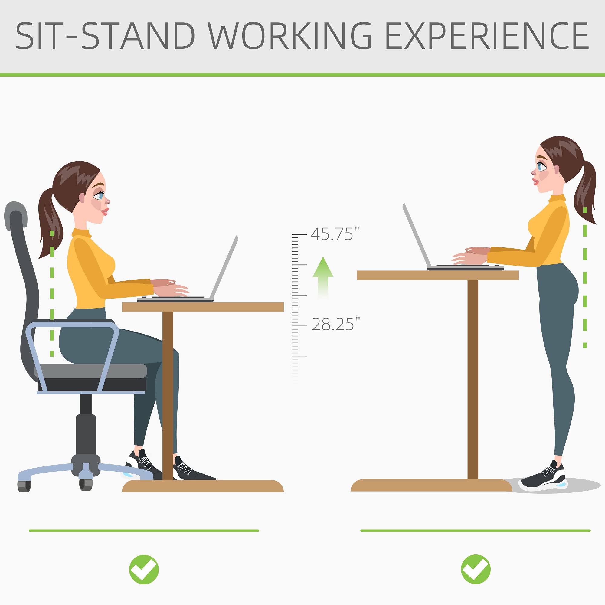 Vinsetto Electric Height Adjustable Standing Desk with 54" Desktop, Sit Stand Home Office Desk with Memory Button Control and Anti-Collision System, Teak/Black