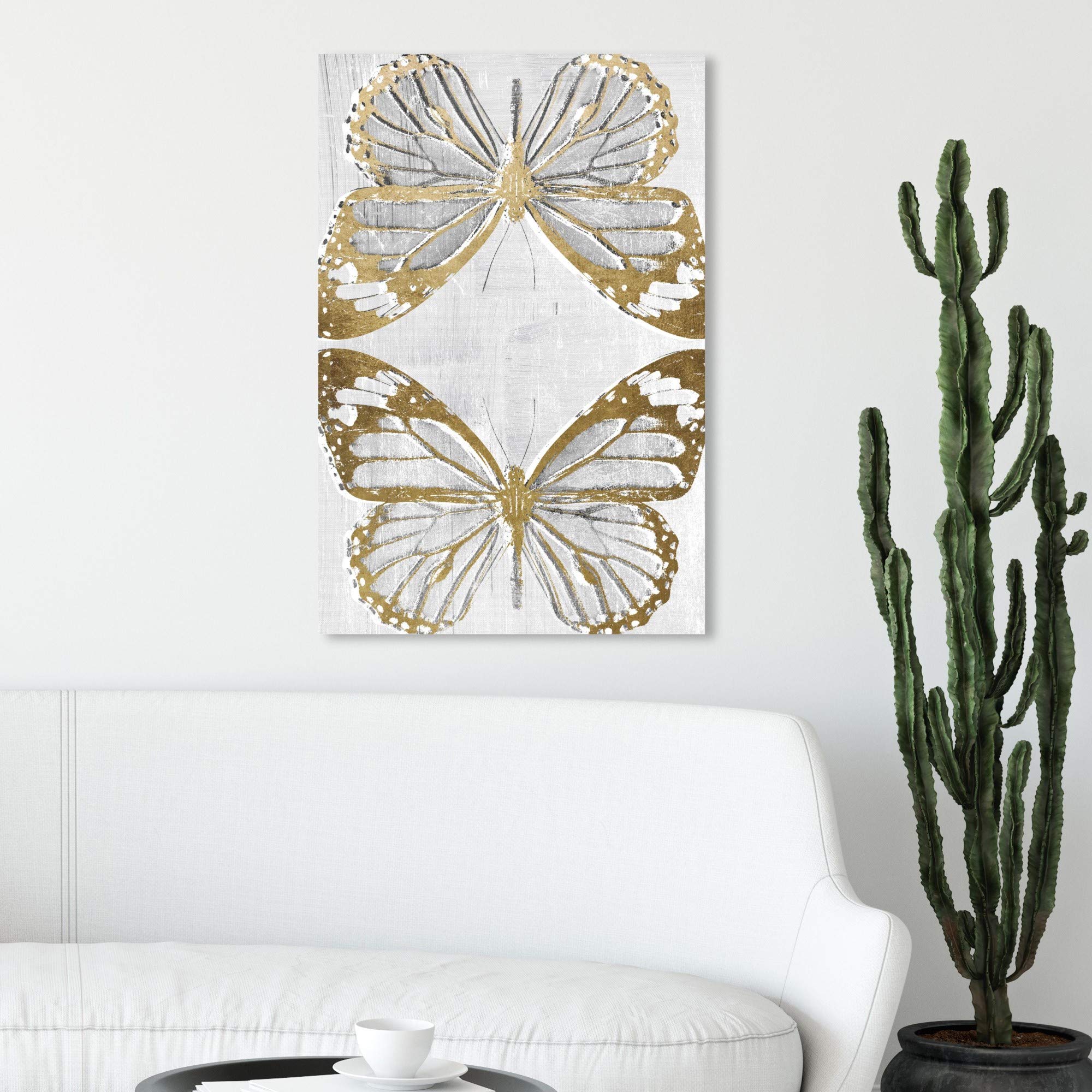 Wynwood Studio Animals Wall Art Canvas Prints 'Golden Butterflies' Home Décor, 20" x 30", Gold, White