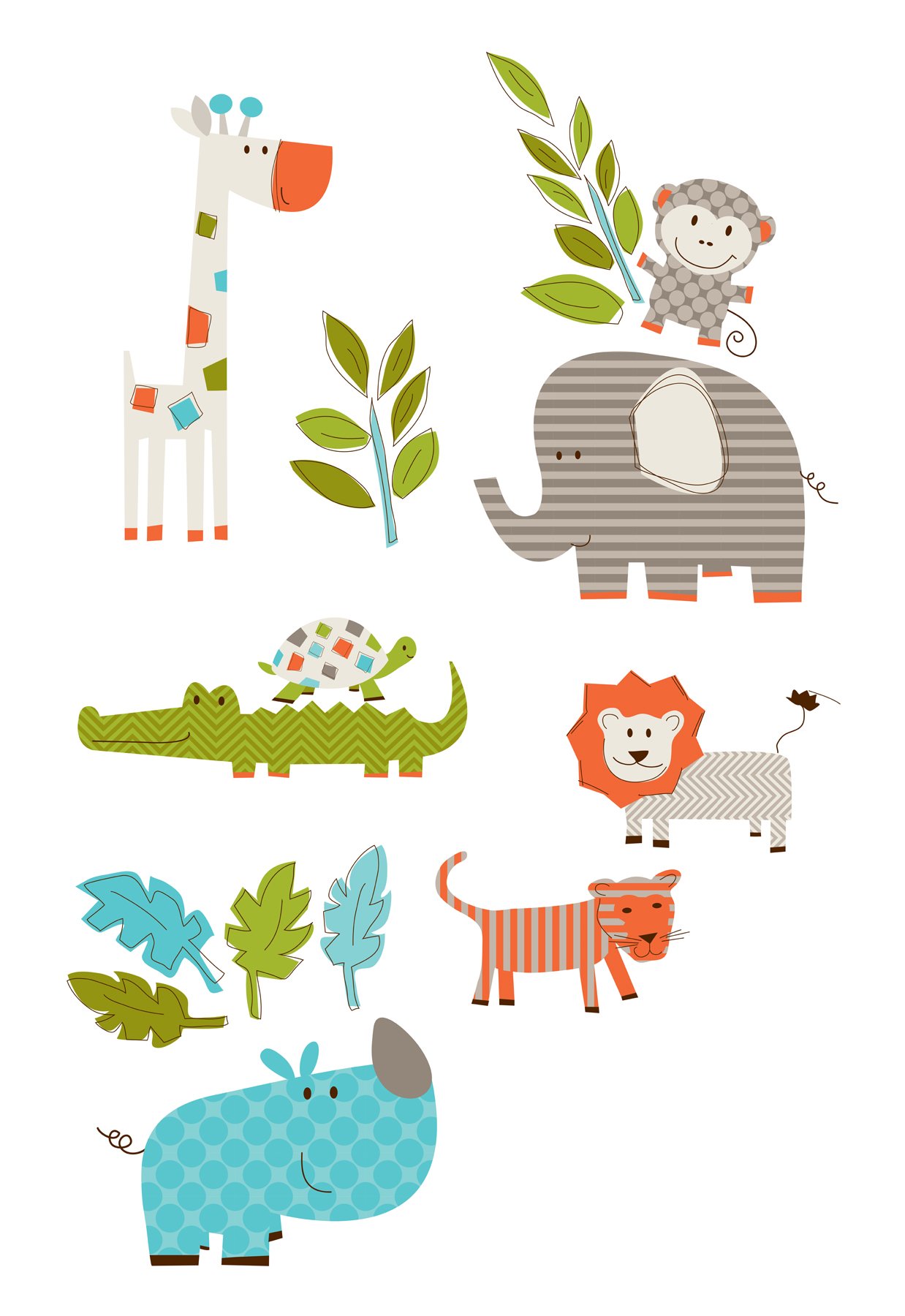 Wall Pops WPK0619 Lets Go On Safari Applique Wall Art Kit, Multicolor