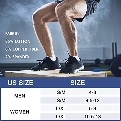 yeuG Copper Compression Socks for Men & Women Circulation- Arch Ankle Support for Athletic Running Medical Cycling（L/XL