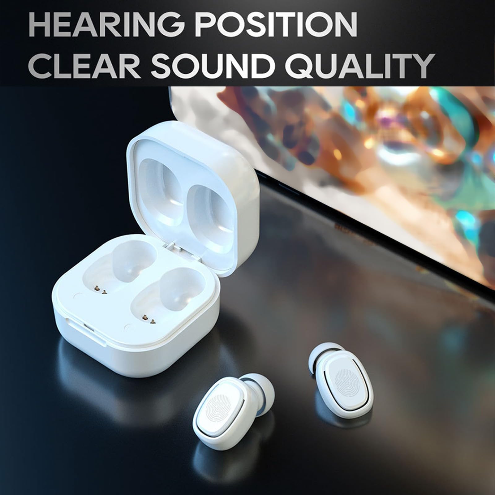 Wireless Bluetooth 5.2 Headphones - Bluetooth in Ear Light-Weight Headphones, Transparent Digital Display, Built-in Microphone, New Immersive Premium Sound (White)