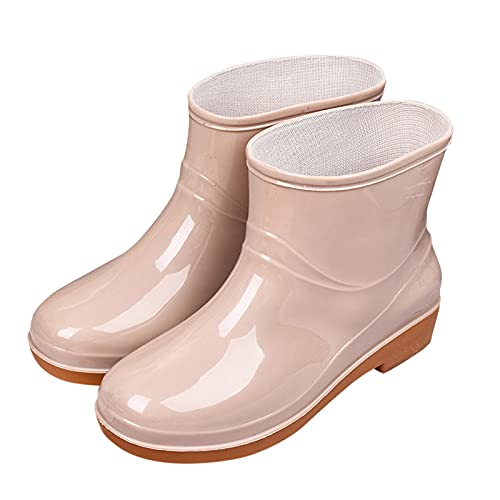 Xudanell Mujer Booties Waterproof Ankle Rain Boots Rainy Non-Slip Rubber Botas para Mujer Casual Winter Botas De Mujer Khaki