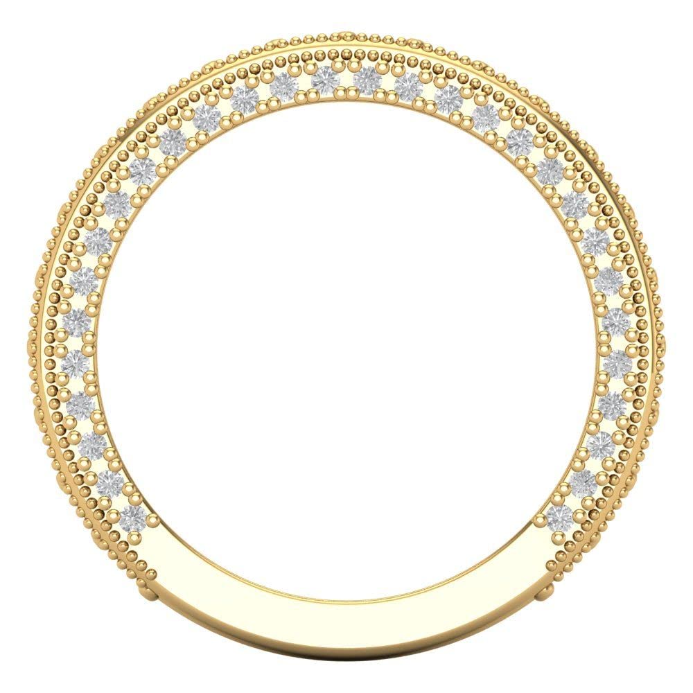 Yellow Solid 14k Gold Eternity Wedding Bridal Engagement Ring Band - Clear Simulated Diamond 1.44Ct Round Cut Sz 6.25