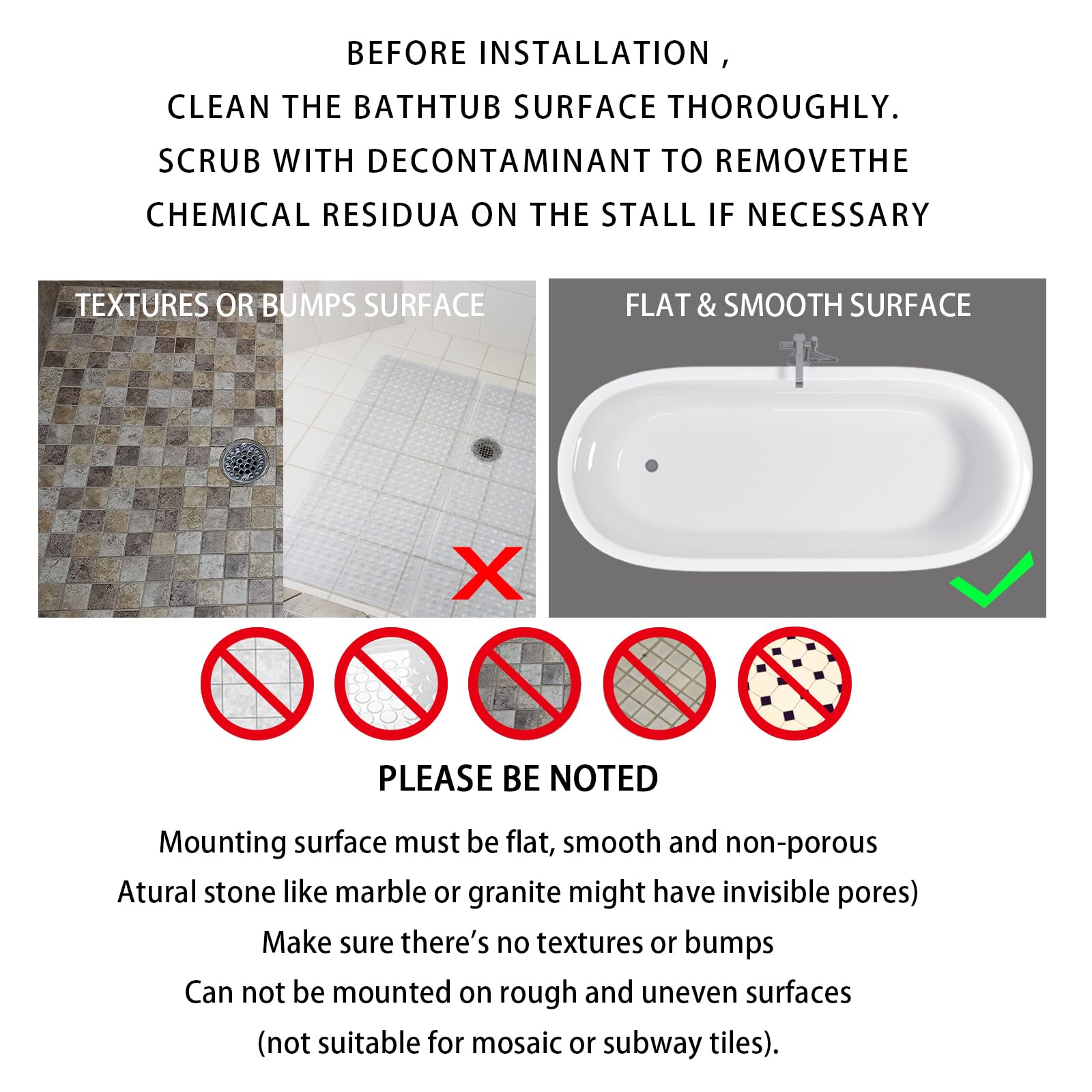 Yimobra Original Bath Tub and Shower Mat 27.5 X 15.5 Inches, Non-Slip with Drain Holes, Suction Cups, Machine Washable, Phthalate Free, No Latex, No BPA, Clear