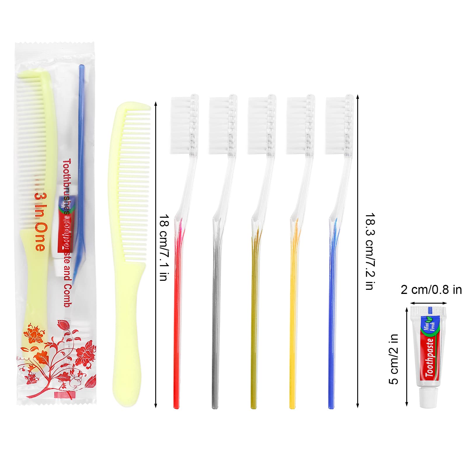 Xuezoioy Travel Toothbrushes Kit,30 Pack Individually Wrapped Disposable Toothbrushes with Toothpaste and Hair Combs Travel Toothbrush Set for Homeless,Hotel