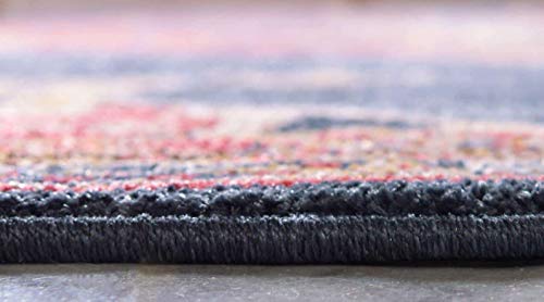 Unique Loom Utopia Collection Traditional Classic Vintage Inspired Area Rug with Warm Hues, 7' Square, Dark Blue/Beige