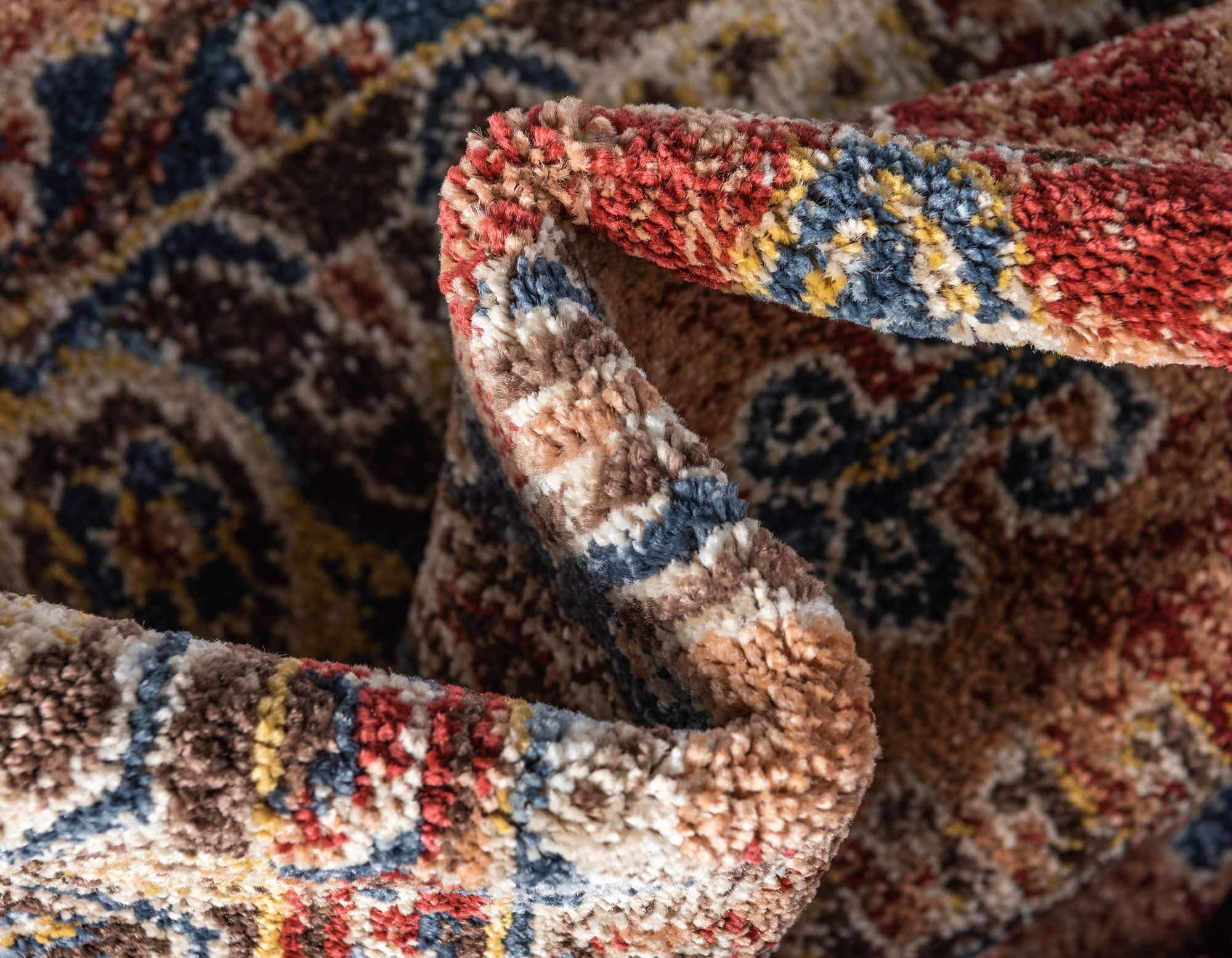 Unique Loom Utopia Collection Area Rug - Larissa (7'Square, Terracotta/ Blue)