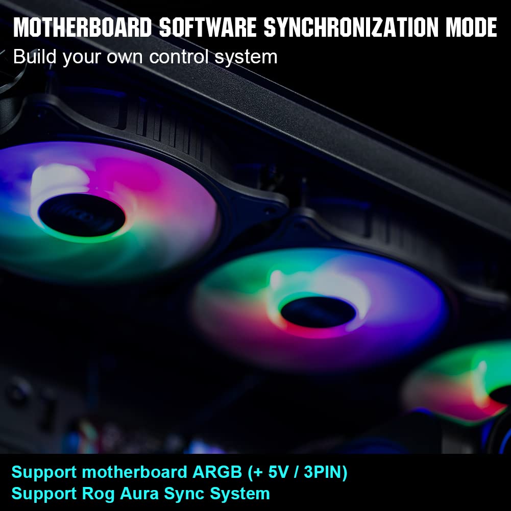 PCCOOLER 120mm Case Fan Dawn Series, 3M120HALO LED RGB Silent Fans - Advanced Lighting Customizations with 7 Colors&10 Lighting Modes - PWM High Performance Cooling Fan for PC Case Computer Fan