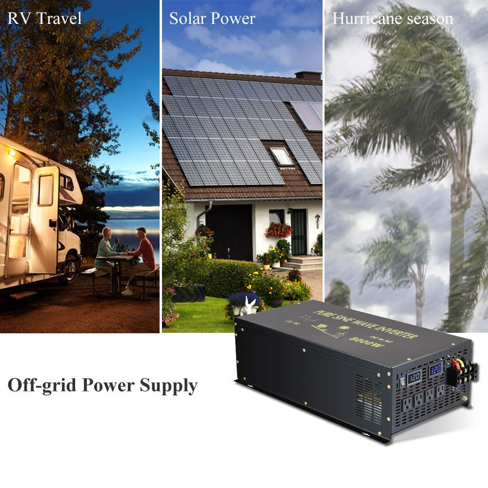 WZRELB 8000W 24VDC to 120VAC Pure Sine Wave Solar Power Inverter Homeuse Car Inverter