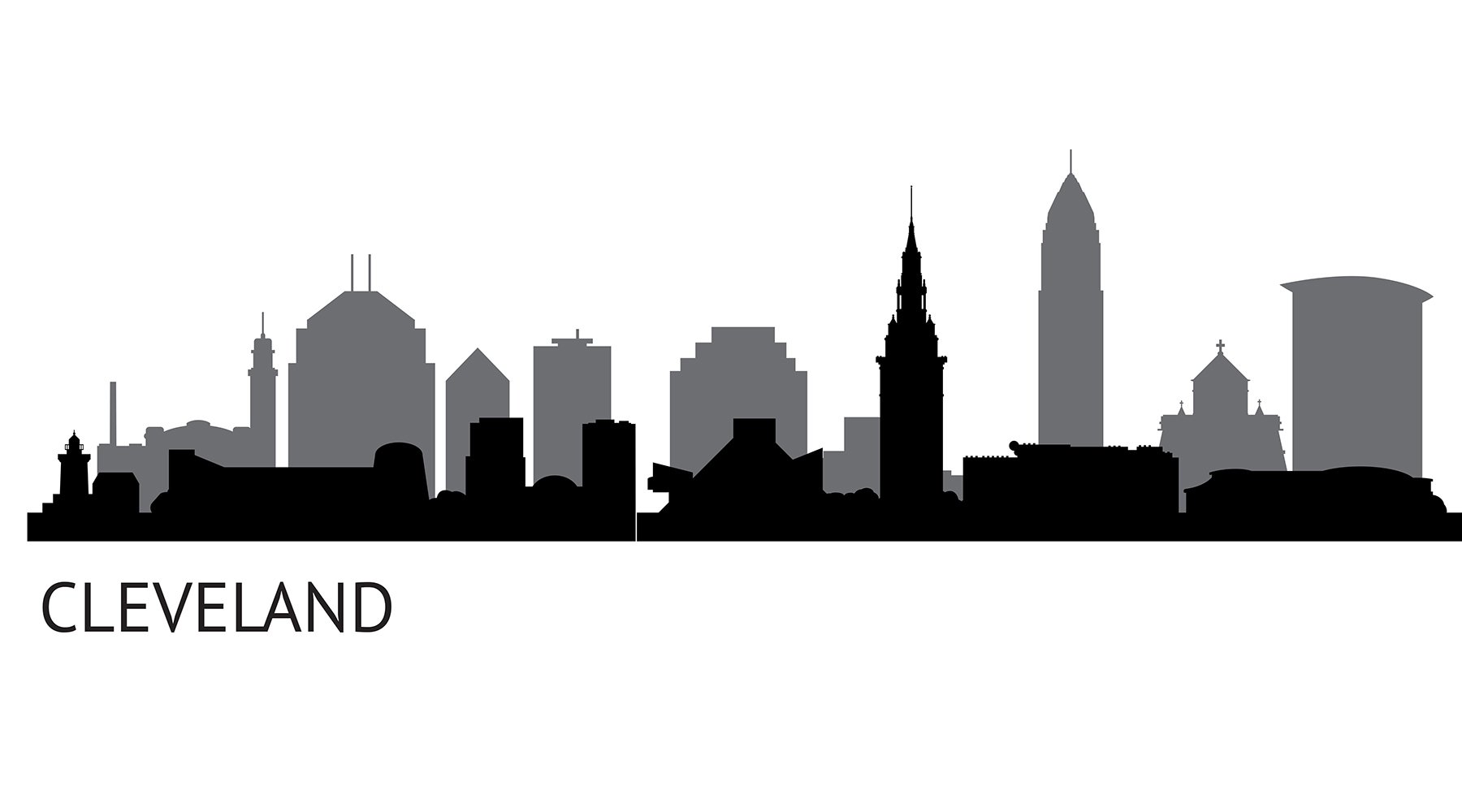 WallPops WPK2520 Cleveland Cityscape Wall Art Kit, Black