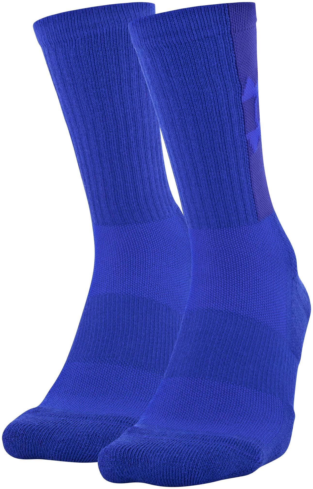 Under Armour Adult Game and Practice Crew Socks, 2-Pairs , Royal/Caspian , Medium