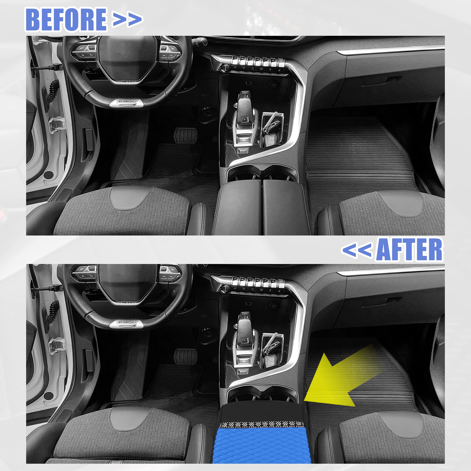 X AUTOHAUX Universal Car Center Console Lid Protector Car Armrest Cushion Waterproof PU Leather Armrest Seat Box Cover Pad for Vehicle Blue