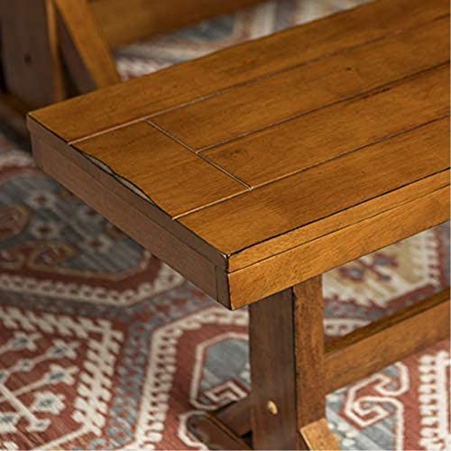 Walker Edison 3 Person Modern Farmhouse Wood Armless Kitchen Table Set Dining Chairs, 60 Inch, Brown