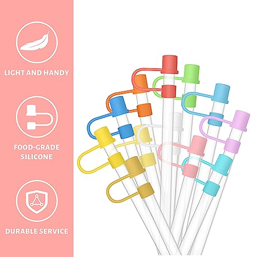 VMINI 12Pcs Straw Cover Cap for Stanley Cup Accessories, 10mm Silicone Straw Topper for Stanley 30&40 Oz Tumbler with Handle, Dust-Proof Straw Covers for Reusable Straws, Soft Cap for Reusable Straws