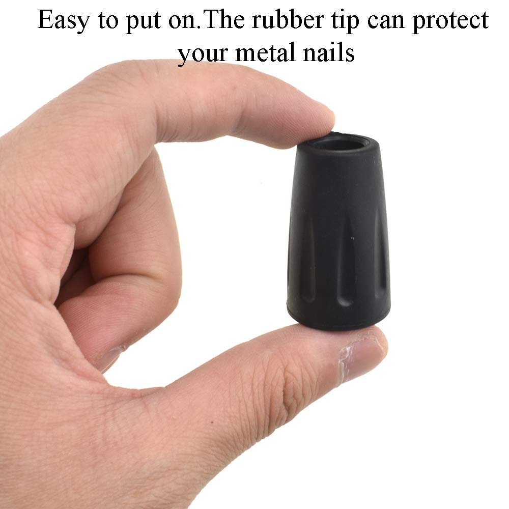 Yadaland Hiking Pole Rubber Tips 0.43inch Hole Diameter Protector Shock Absorbing Durable Solid Not Easy to Deform Slip Stay Securely for Trekking Walking Stick Grip Well Add Traction Black 5pieces