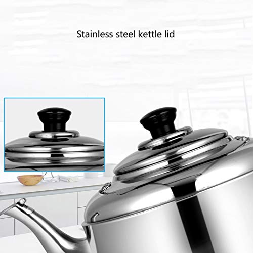 ZNZN Stainless Steel Kettle with Whistle Kettle with Ergonomic Handle Silver Large Capacity Kettle (4 L /135.2OZ, 5 L /169OZ) Multifunctional Water Kettle (Size : 5 L (169OZ))