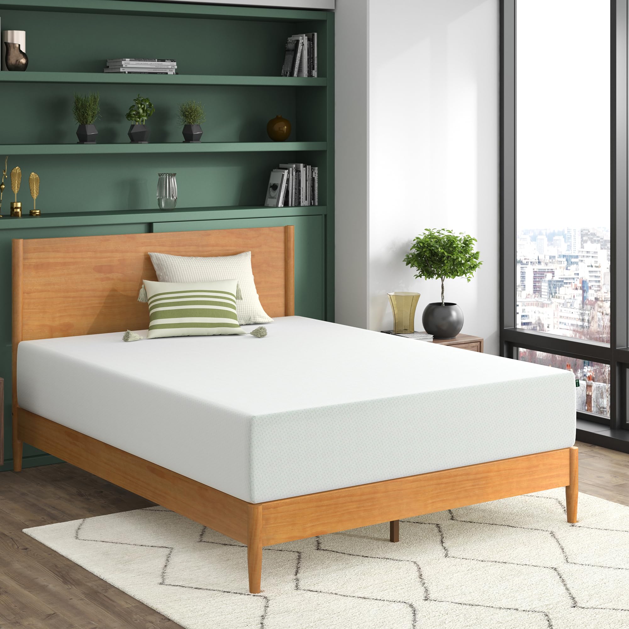 ZINUS 12 Inch Green Tea Memory Foam Mattress, Full, Fiberglass Free, Patented Custom Contour Support, Sturdy Base Foam, CertiPUR-US Certified, Mattress in A Box, White