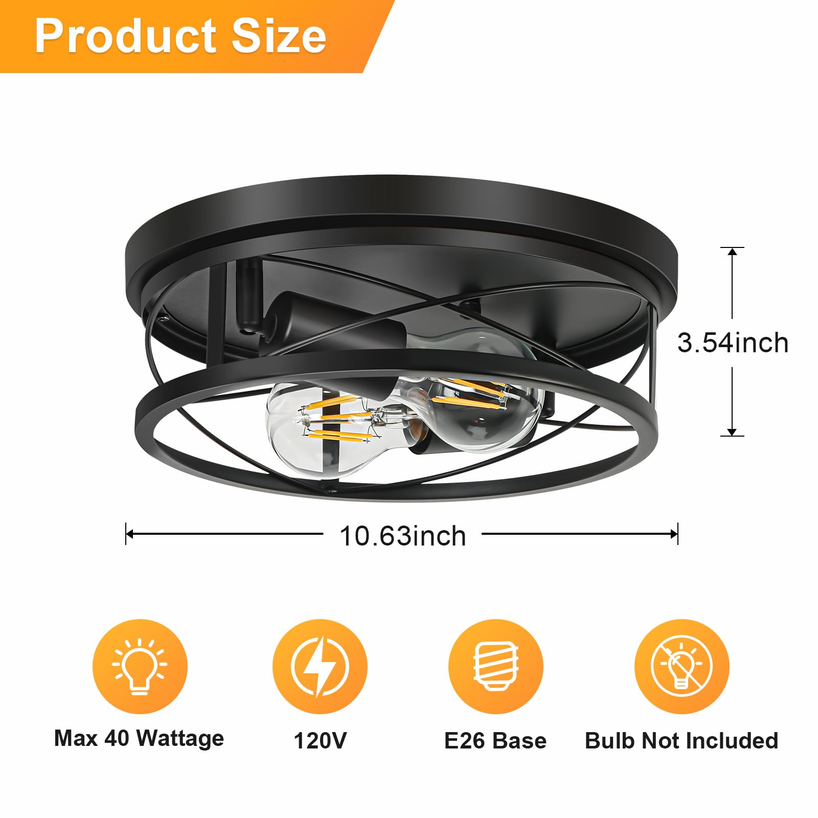 VIOLOEMI Farmhouse lights Industrial Ceiling Lamp of 2 Pack Flush Mount Hallway ceiling lights fixtures Bedroom Ceiling Lamp Kitchen round lights(Bulbs Not Included)