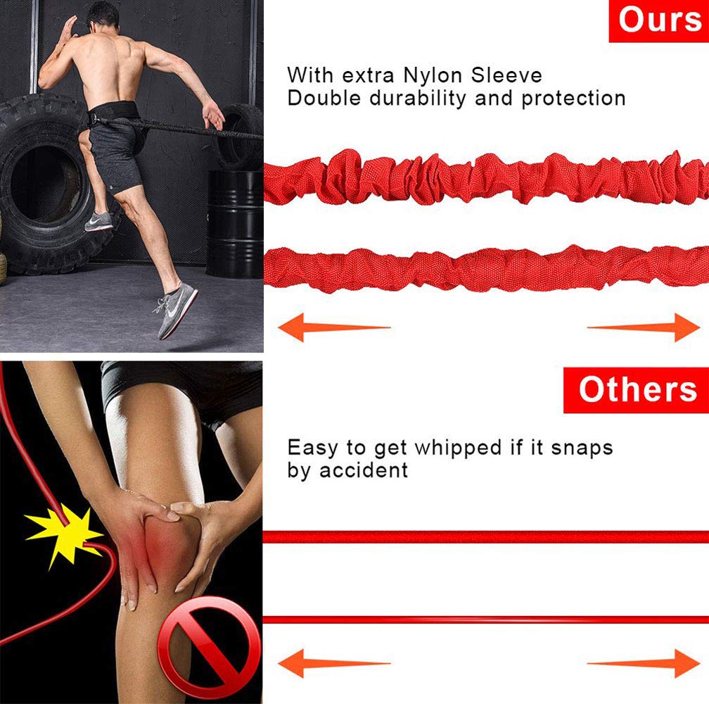 YNXing Dynamic Resistance Trainer Acceleration Speed Cord for Resistance Training to Improve Strength, Power, and Agility 5m/2m Elastic Cord Set (5m Set)
