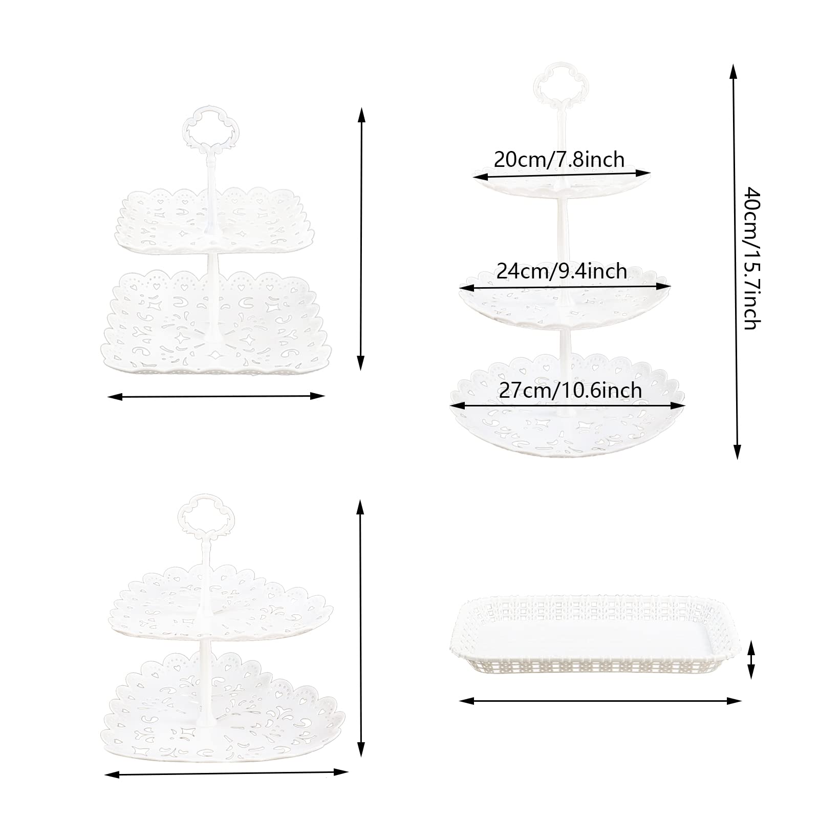 ZOAJU 6Pcs Party Cupcake Cake Stand, Plastic Dessert Trays Stand Set for Wedding Birthday Party Baby Shower Home Decor